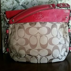 Coach | Bags | Coach Large Signature Bag Red Leather | Poshmark